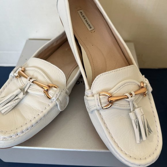 Alex Marie | Shoes | Alex Marie White Leather Penny Loafers | Poshmark
